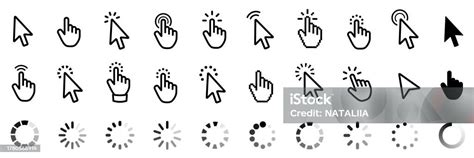 Computer Mouse Click Cursor Load Symbol Pointer Cursor And Loading Icon