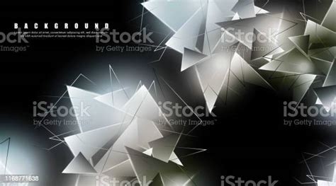겹치는 빛나는 삼각형이 있는 추상적 배경입니다 격리 된 검은 색 배경 Eps 10의 벡터 그림 3차원 형태에 대한 스톡 벡터 아트 및 기타 이미지 Istock