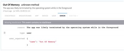 Out Of Memory At Application Restart In Debug Issue 378 Bugsnag