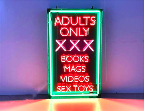 Adults Only XXX Books Mags Vids Sex Toys 65CM X 110CM Kemp London Bespoke Neon Signs Prop