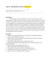 Lab Introduction To Waves Pdf Lab Introduction To Waves SCORE James Cope Ella
