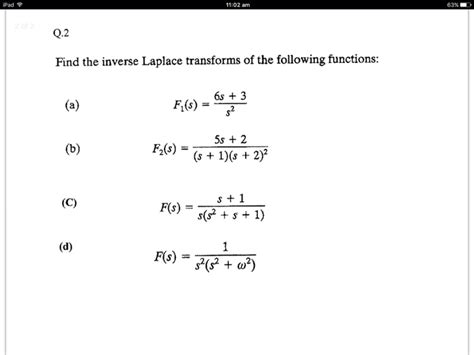 Solved Find The Inverse Laplace Transforms Of The Followi
