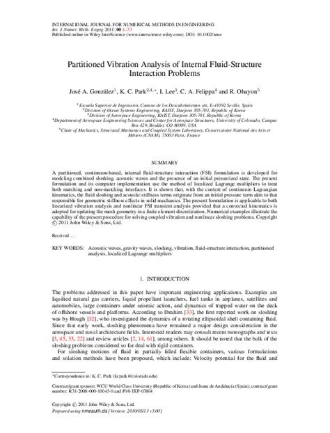 Pdf Partitioned Vibration Analysis Of Internal Fluid Structure