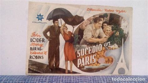 Sucedió En Paris John Loder Nancy Burne Dire Comprar Comedia Folletos De Mano De