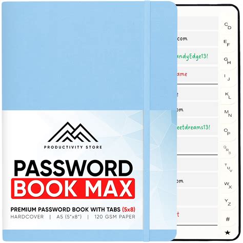 Productivity Store Password Manager Book 5x8 Vegan Leather