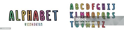 글꼴 알파벳 템플릿 글꼴 알파벳입니다 알파벳과 1에서 9까지의 숫자 현대적인 화려한 디자인의 글꼴입니다 벡터 그림 고풍스런에 대한 스톡 벡터 아트 및 기타 이미지 Istock