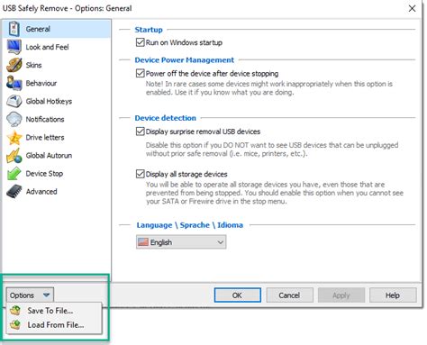 Usb Safely Remove Help Usb Safely Remove Options Dialog