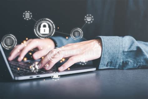 Businessman Using Laptop The Concept Of Transferring Uploading And Downloading Data Cloud