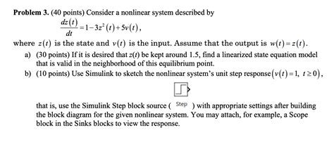 Problem 3 40 Points Consider A Nonlinear System