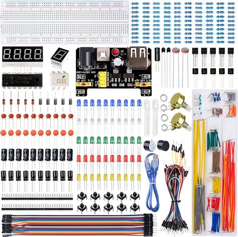 Miuzei Electronics Component Fun Kit With Supply Module Jumper Wire 830 Tie Points