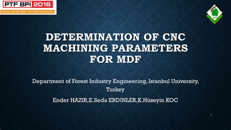 Pdf Determination Of Cnc Machining Parameters For Mdf