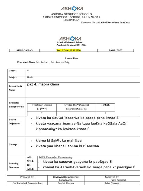 Hindi Lesson Plan L 4 Pdf Education Theory Behavior Modification
