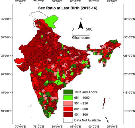 District Pattern Of Sex Ratio At Last Birth In India Download Scientific Diagram