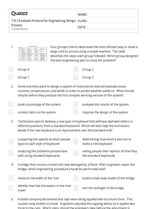 50 engineering design worksheets for kindergarten on quizizz free