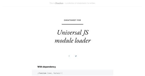 Universal Js Module Loader Cheatsheet