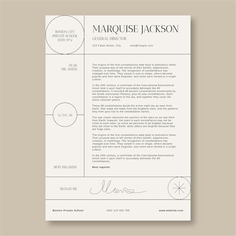 현대 미니멀 이력서 템플릿 무료 벡터