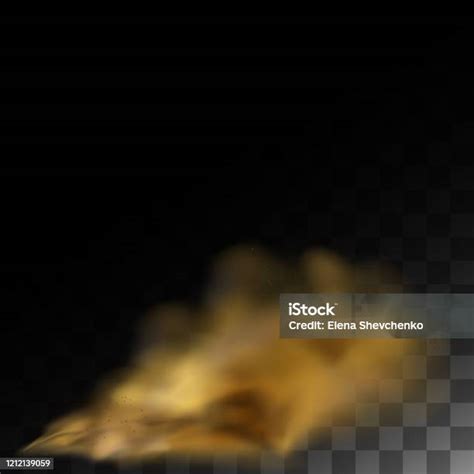 먼지 구름 입자 사막 모래 폭풍 구름 배너와 갈색 모래 비행 냄새 스모그 현실적인 텍스처 벡터 일러스트 레이션 격리 3차원 형태에 대한 스톡 벡터 아트 및 기타 이미지