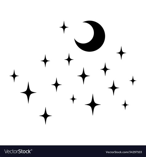 Black Stars And Moon Minimal Sparkles Royalty Free Vector