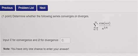 1 point determine whether the following series