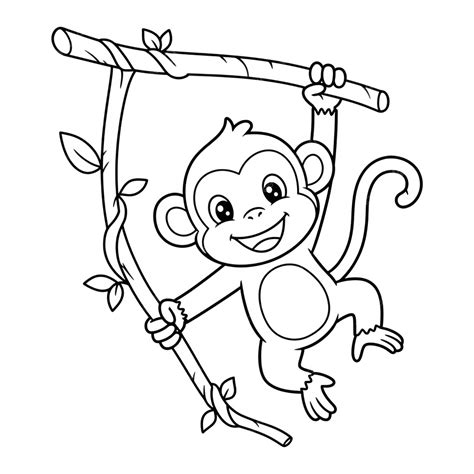 Página De Colorear De Mono Divertido Png Dibujos Colorante Mono Mono