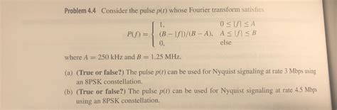 Solved Problem Consider The Pulse P T Whose Fourier Chegg