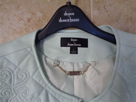 New Dennis Basso Faux Leather Quilted Jacket Embroidery Mint Color Size