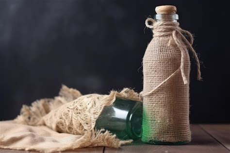 Premium Ai Image Plastic Bottle Wrapped In Fabric And Twine For Ecofriendly Packaging Created