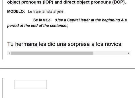 Object Pronouns Iop And Direct Object Pronouns Dop Modelo Course Hero