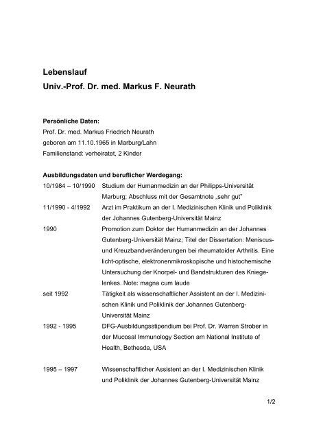Prof Dr Med Markus F Neurath Johannes Gutenberg UniversitÃ¤t