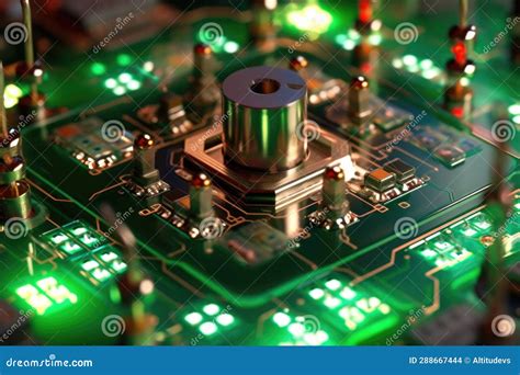 Close Up Of A Diode On A Green Circuit Board Stock Illustration Illustration Of Component