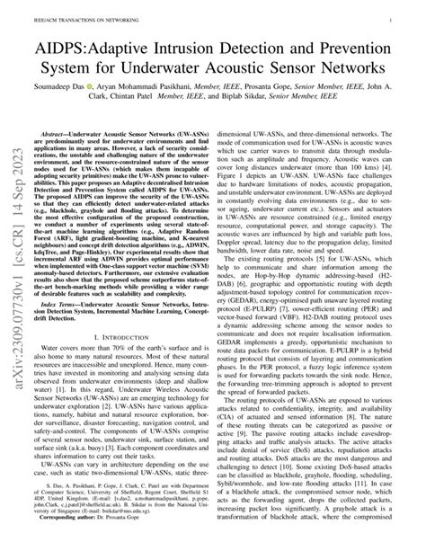 Aidps Adaptive Intrusion Detection And Prevention System For Underwater Acoustic Sensor Networks