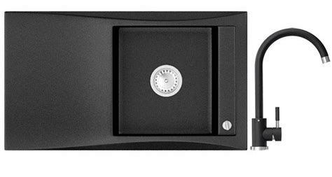 Мийка для кухні Stella Sirena 80 гранітна з краном Чорний • Краща ціна в Києві Україні • Купити