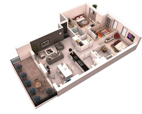 25 More 3 Bedroom 3d Floor Plans Architecture And Design