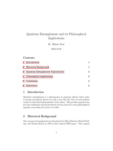 Quantum Entanglement And Its Philosophical Implications Pdf Quantum
