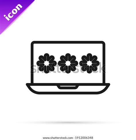 Black Line Laptop Password Notification Icon Stock Vector Royalty Free 1912006348 Shutterstock