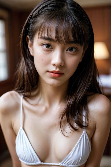 Arafed Asian Woman In A White Bikini Posing For A Picture Seaart Ai