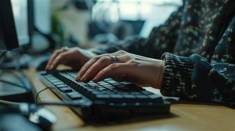 Premium Photo Blind Person Using Braille Computer For Independence