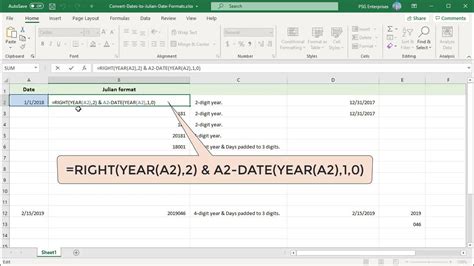 how to convert dates to julian date formats in excel office 365 youtube