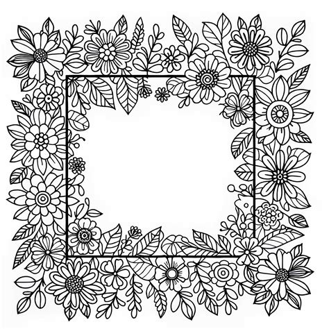 Free Flower Frame Coloring Page
