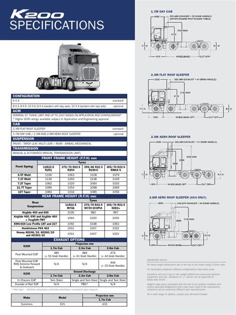 Kenworth Au K200 Specsheet 2020 Web Pdf Truck Anti Lock