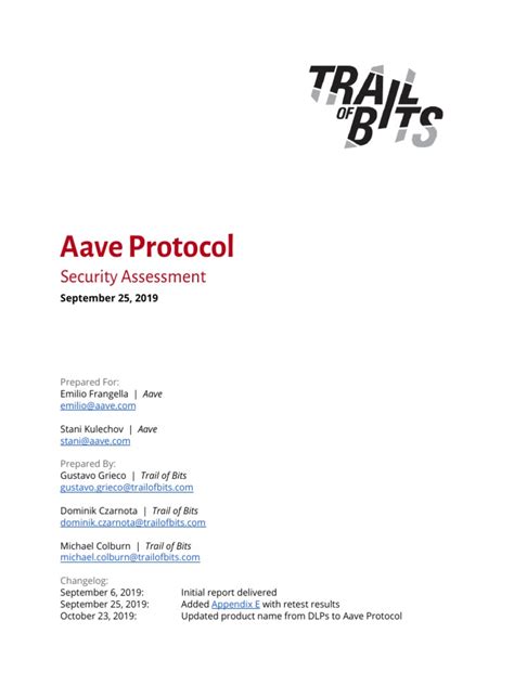 Aave Protocol Security Assessment Pdf Software Bug Program