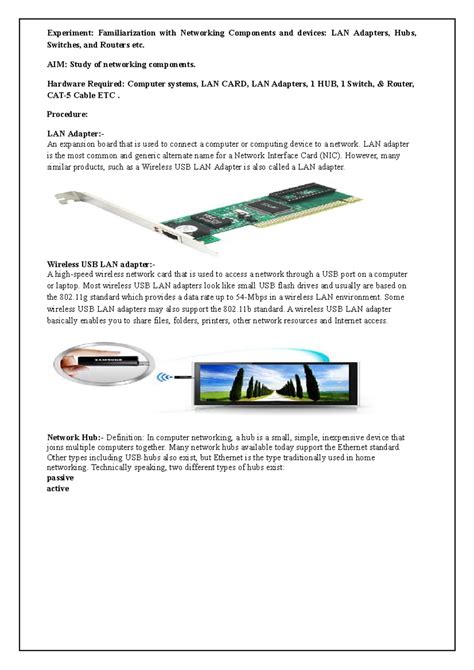 Practical 12 Experiment Familiarization With Networking Components And Devices Lan Adapters