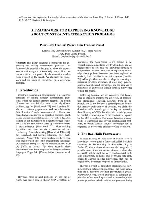 pdf a framework for expressing knowledge about constraint