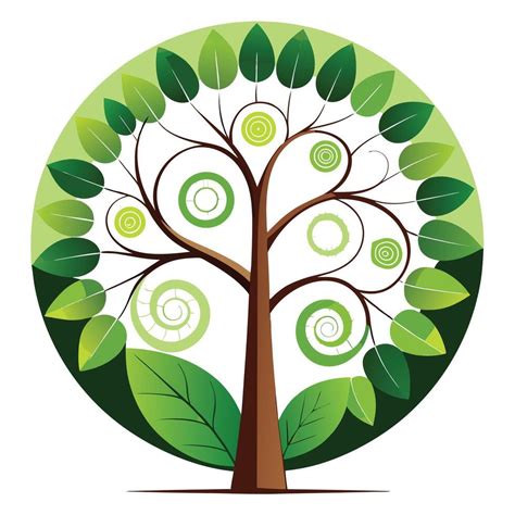 Imaginative Tree With Fibonacci Spiral Leaves In A Fantastical Design 60315187 Vector Art At