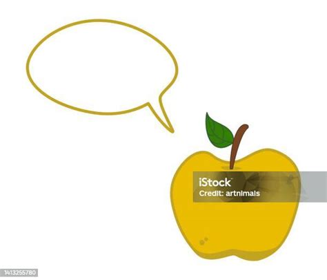 노란색 사과의 육즙이 많은 과일 말하는 거품이있는 과일 벡터 간판에 대한 스톡 벡터 아트 및 기타 이미지 간판 건강한 생활방식 건강한 식생활 Istock