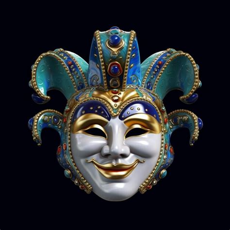 Premium Ai Image Elegant Carnival Venetian Masquerade Happy Face Mask