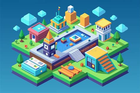 A Detailed Isometric Illustration Showcases A Vibrant Urban Landscape Featuring Diverse