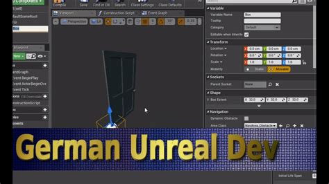 Unreal Engine 4 Tutorial Deutsch 023 Tür Mit Class Blueprint Teil 1 Youtube