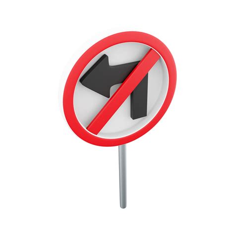 3D Render Do Not Turn Left Traffic Sign 3D Render Do Not Turn Icon On
