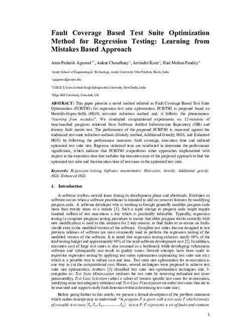 Doc Fault Coverage Based Test Suite Optimization Method For Regression Testing Learning From
